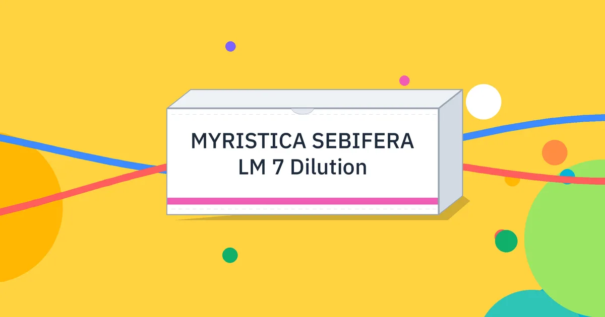 Symbolbild: Packung mit der Aufschrift MYRISTICA SEBIFERA LM 7 Dilution (PZN 13612526) – Verfügbarkeit und Bezug in Apotheken in Frankfurt am Main