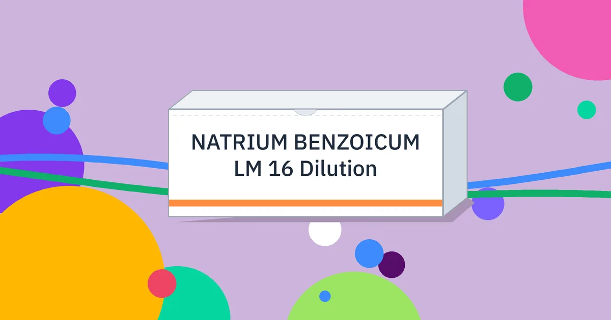 Symbolbild: Packung mit der Aufschrift NATRIUM BENZOICUM LM 16 Dilution (PZN 12959831) – Verfügbarkeit und Bezug in Apotheken in Frankfurt am Main