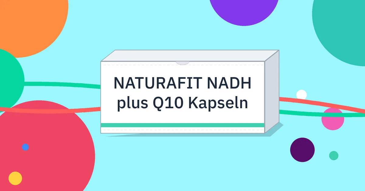 Symbolbild: Packung mit der Aufschrift NATURAFIT NADH plus Q10 Kapseln (PZN 20333063) – Verfügbarkeit und Bezug in Apotheken in Frankfurt am Main