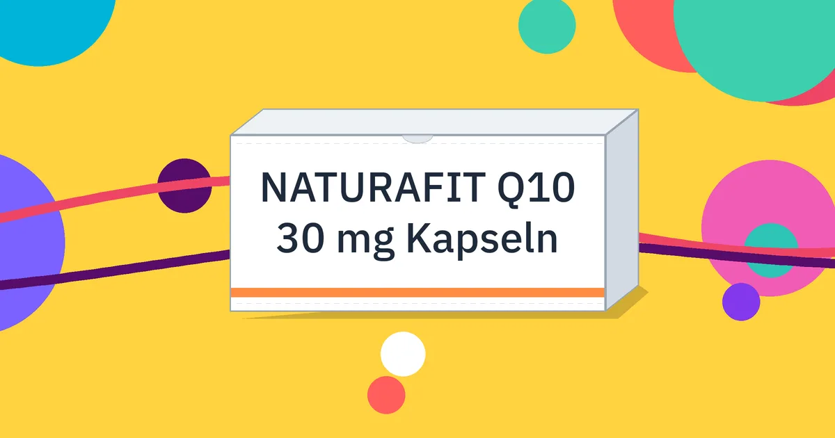 Symbolbild: Packung mit der Aufschrift NATURAFIT Q10 30 mg Kapseln (PZN 02717966) – Verfügbarkeit und Bezug in Apotheken in Frankfurt am Main