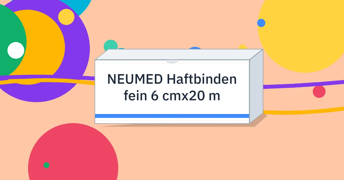 Symbolbild: Packung mit der Aufschrift NEUMED Haftbinden fein 6 cmx20 m (PZN 01920487) – Verfügbarkeit und Bezug in Apotheken in Frankfurt am Main