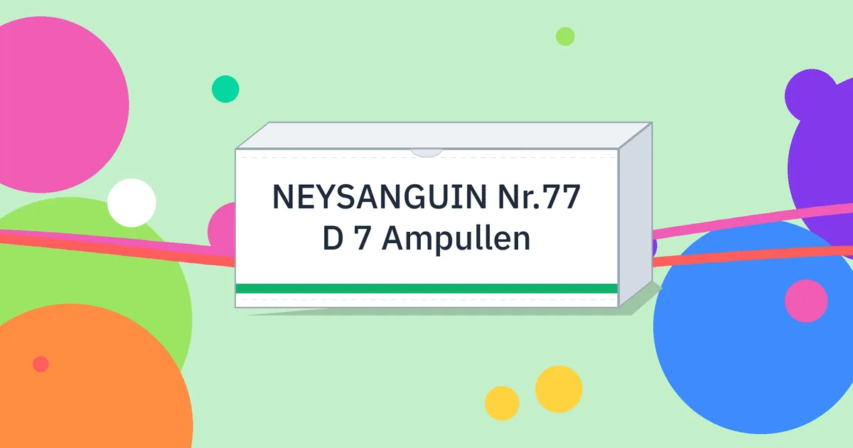 Symbolbild: Packung mit der Aufschrift NEYSANGUIN Nr.77 D 7 Ampullen (PZN 06487486) – Verfügbarkeit und Bezug in Apotheken in Frankfurt am Main