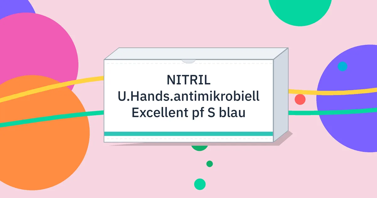 Symbolbild: Packung mit der Aufschrift NITRIL U.Hands.antimikrobiell Excellent pf S blau (PZN 15270188) – Verfügbarkeit und Bezug in Apotheken in Frankfurt am Main