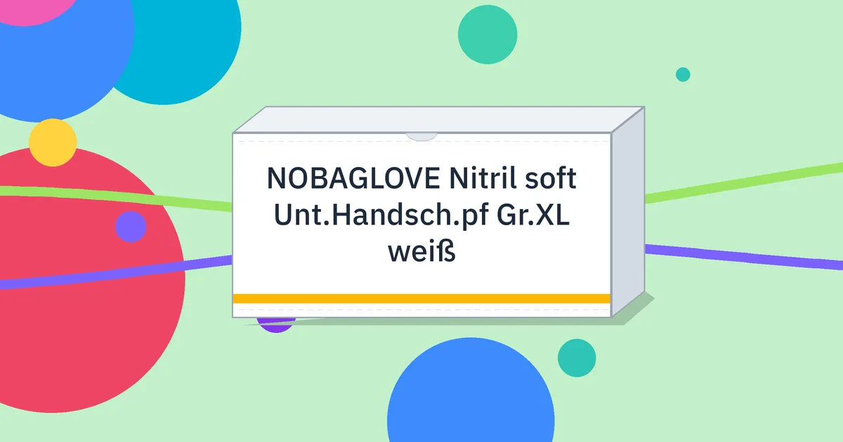 Symbolbild: Packung mit der Aufschrift NOBAGLOVE Nitril soft Unt.Handsch.pf Gr.XL weiß (PZN 15624373) – Verfügbarkeit und Bezug in Apotheken in Frankfurt am Main