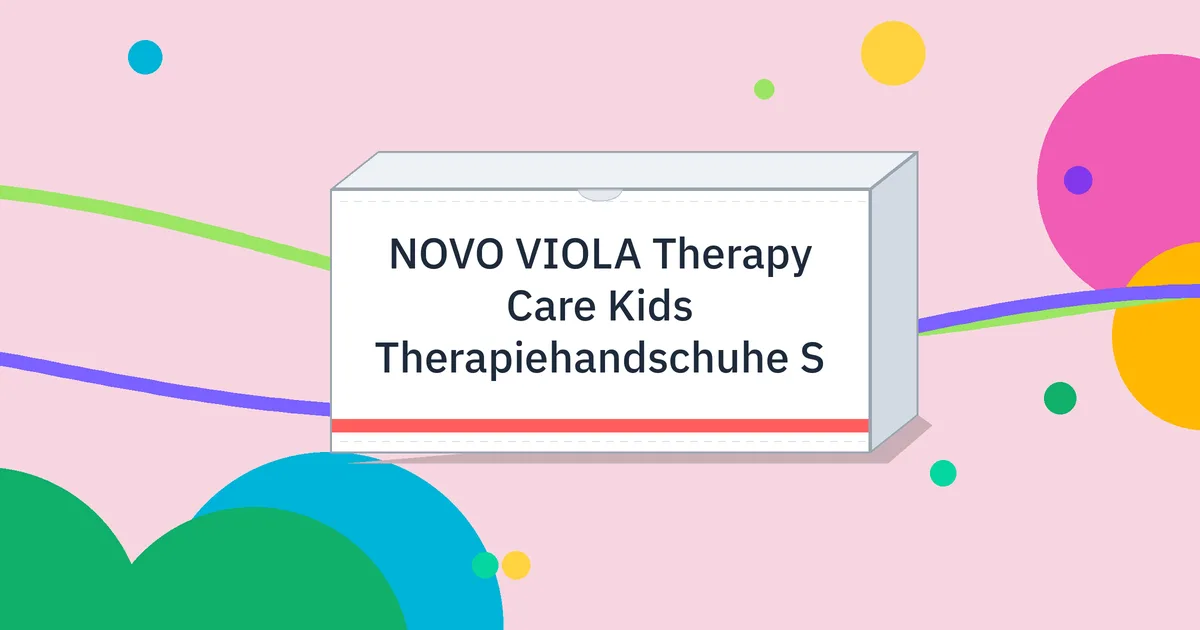 Symbolbild: Packung mit der Aufschrift NOVO VIOLA Therapy Care Kids Therapiehandschuhe S (PZN 19536401) – Verfügbarkeit und Bezug in Apotheken in Frankfurt am Main