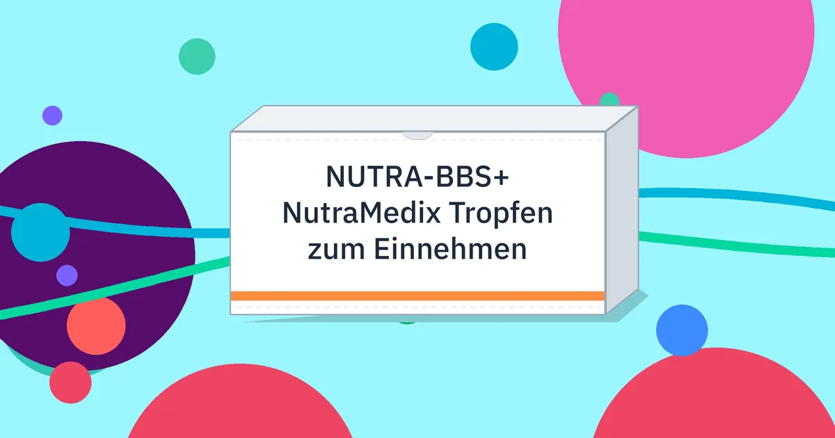 Symbolbild: Packung mit der Aufschrift NUTRA-BBS+ NutraMedix Tropfen zum Einnehmen (PZN 19296078) – Verfügbarkeit und Bezug in Apotheken in Frankfurt am Main