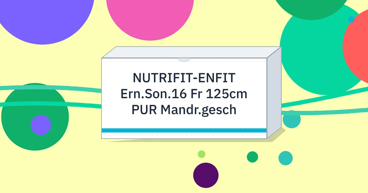 Symbolbild: Packung mit der Aufschrift NUTRIFIT-ENFIT Ern.Son.16 Fr 125cm PUR Mandr.gesch (PZN 14174212) – Verfügbarkeit und Bezug in Apotheken in Frankfurt am Main