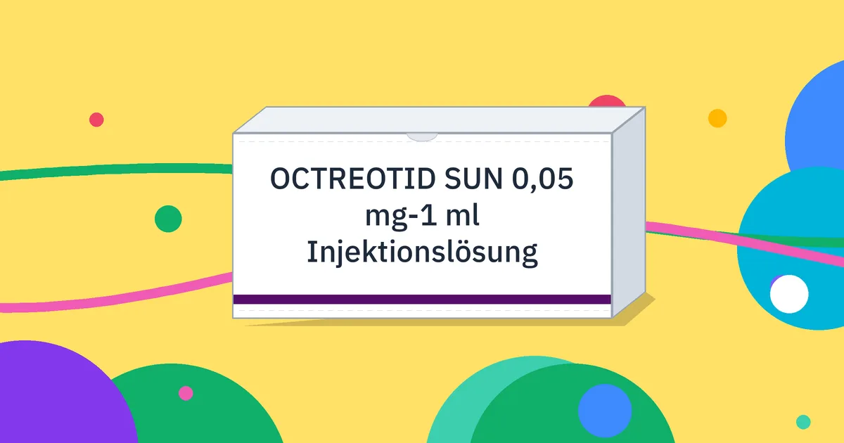 Symbolbild: Packung mit der Aufschrift OCTREOTID SUN 0,05 mg-1 ml Injektionslösung (PZN 09298320) – Verfügbarkeit und Bezug in Apotheken in Frankfurt am Main