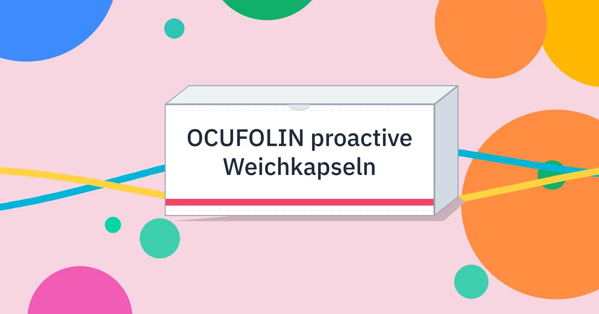 Symbolbild: Packung mit der Aufschrift OCUFOLIN proactive Weichkapseln (PZN 19800849) – Verfügbarkeit und Bezug in Apotheken in Frankfurt am Main