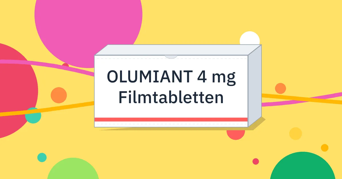 Symbolbild: Packung mit der Aufschrift OLUMIANT 4 mg Filmtabletten (PZN 15204234) – Verfügbarkeit und Bezug in Apotheken in Frankfurt am Main