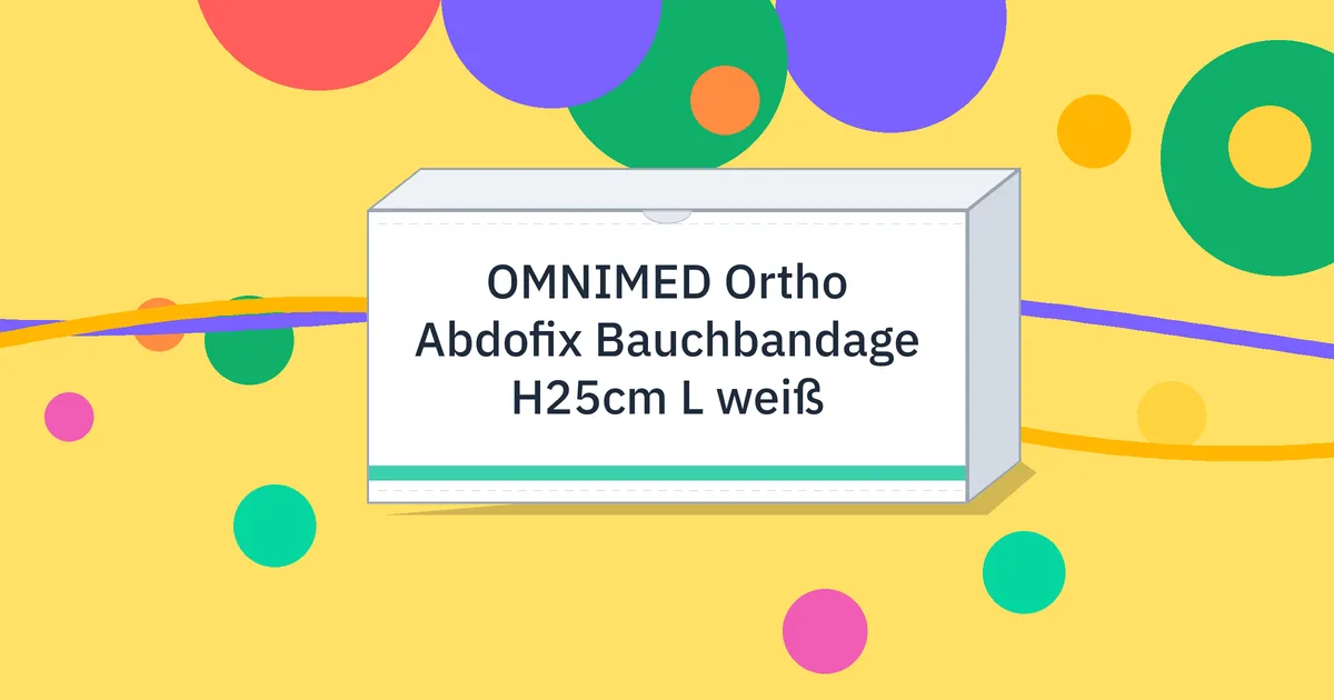 Symbolbild: Packung mit der Aufschrift OMNIMED Ortho Abdofix Bauchbandage H25cm L weiß (PZN 16385315) – Verfügbarkeit und Bezug in Apotheken in Frankfurt am Main