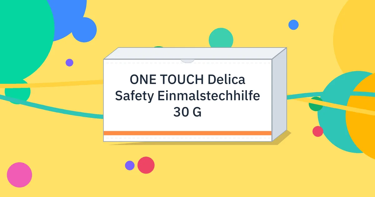 Symbolbild: Packung mit der Aufschrift ONE TOUCH Delica Safety Einmalstechhilfe 30 G (PZN 19194952) – Verfügbarkeit und Bezug in Apotheken in Frankfurt am Main