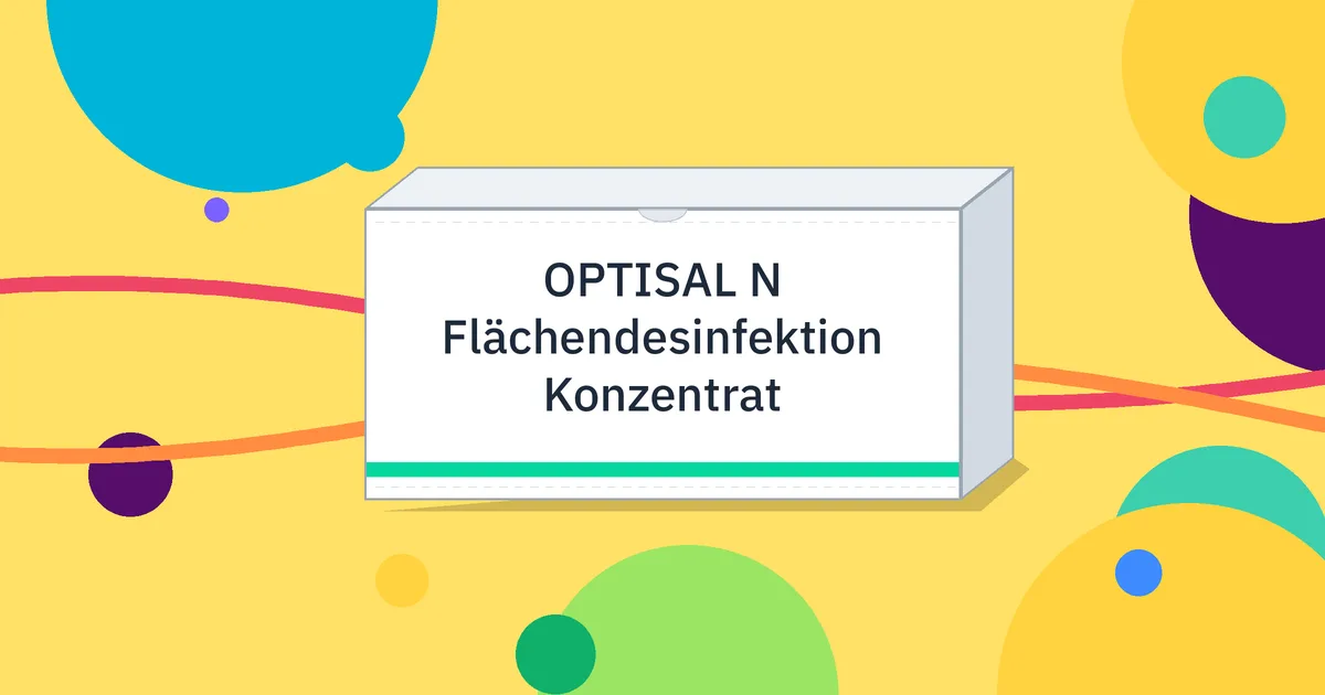 Symbolbild: Packung mit der Aufschrift OPTISAL N Flächendesinfektion Konzentrat (PZN 15869123) – Verfügbarkeit und Bezug in Apotheken in Frankfurt am Main
