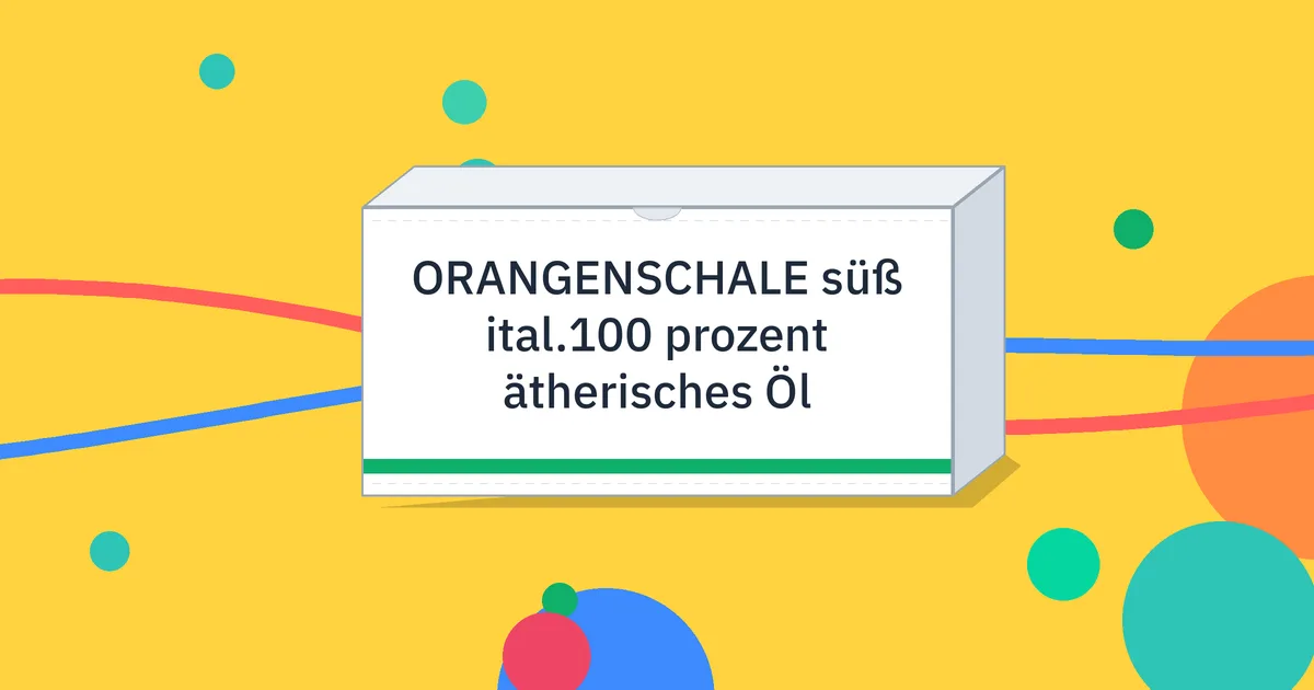 Symbolbild: Packung mit der Aufschrift ORANGENSCHALE süß ital.100 prozent ätherisches Öl (PZN 07204846) – Verfügbarkeit und Bezug in Apotheken in Frankfurt am Main