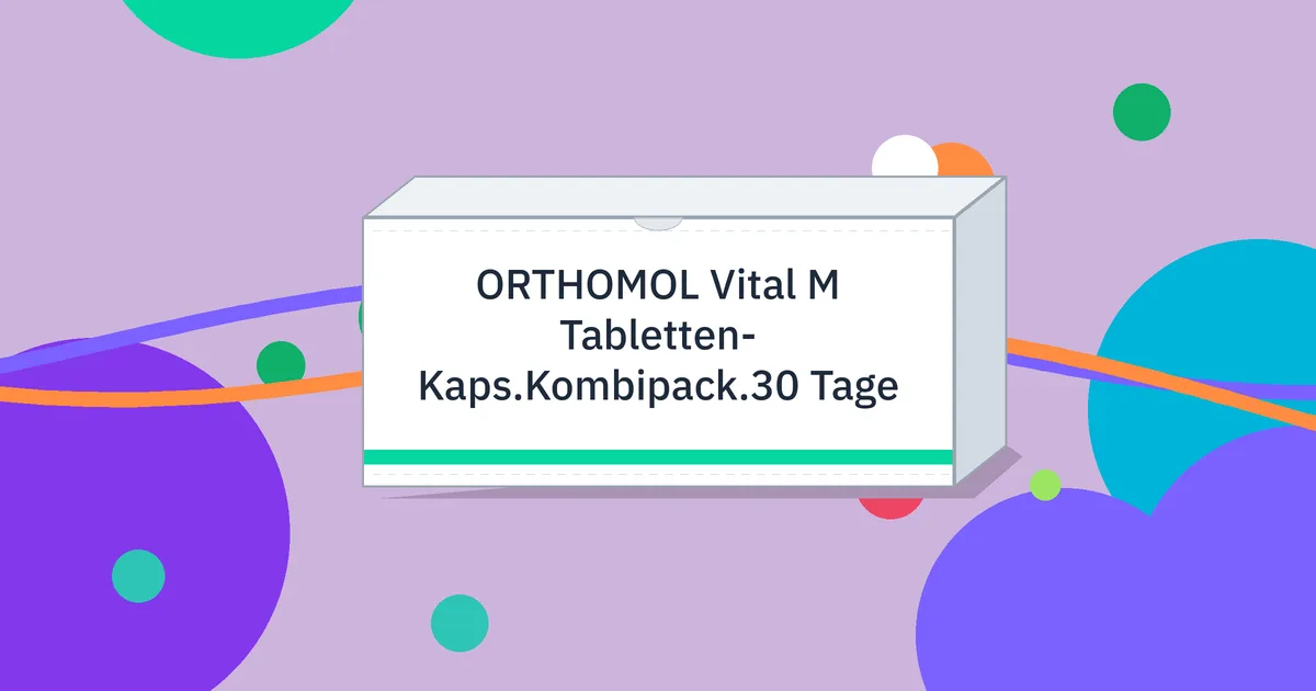 Symbolbild: Packung mit der Aufschrift ORTHOMOL Vital M Tabletten-Kaps.Kombipack.30 Tage (PZN 01319778) – Verfügbarkeit und Bezug in Apotheken in Frankfurt am Main