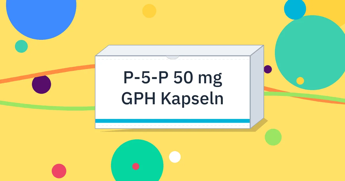 Symbolbild: Packung mit der Aufschrift P-5-P 50 mg GPH Kapseln (PZN 16935388) – Verfügbarkeit und Bezug in Apotheken in Frankfurt am Main