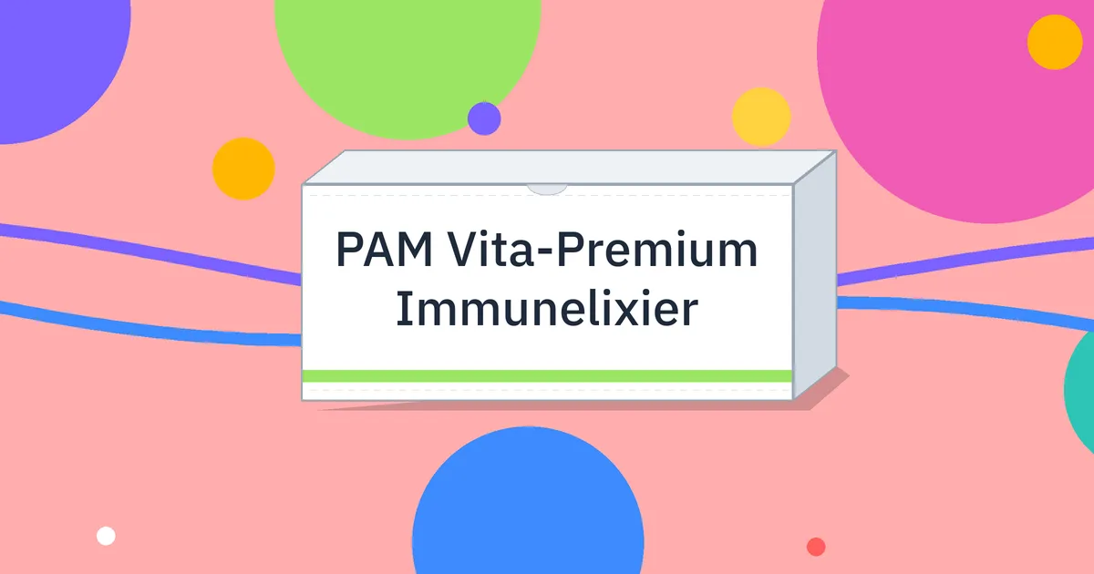 Symbolbild: Packung mit der Aufschrift PAM Vita-Premium Immunelixier (PZN 20299745) – Verfügbarkeit und Bezug in Apotheken in Frankfurt am Main