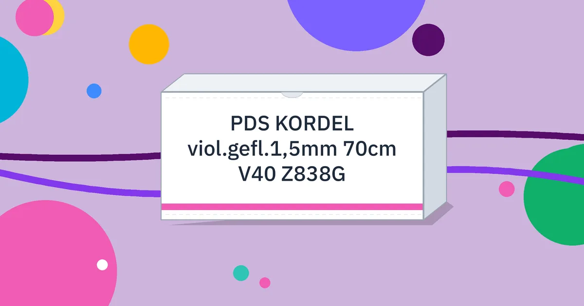 Symbolbild: Packung mit der Aufschrift PDS KORDEL viol.gefl.1,5mm 70cm V40 Z838G (PZN 20855442) – Verfügbarkeit und Bezug in Apotheken in Frankfurt am Main