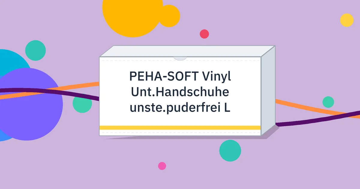 Symbolbild: Packung mit der Aufschrift PEHA-SOFT Vinyl Unt.Handschuhe unste.puderfrei L (PZN 08909508) – Verfügbarkeit und Bezug in Apotheken in Frankfurt am Main