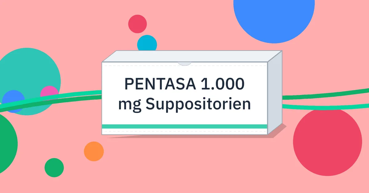 Symbolbild: Packung mit der Aufschrift PENTASA 1.000 mg Suppositorien (PZN 04034332) – Verfügbarkeit und Bezug in Apotheken in Frankfurt am Main