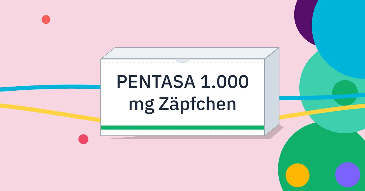 Symbolbild: Packung mit der Aufschrift PENTASA 1.000 mg Zäpfchen (PZN 17203612) – Verfügbarkeit und Bezug in Apotheken in Frankfurt am Main