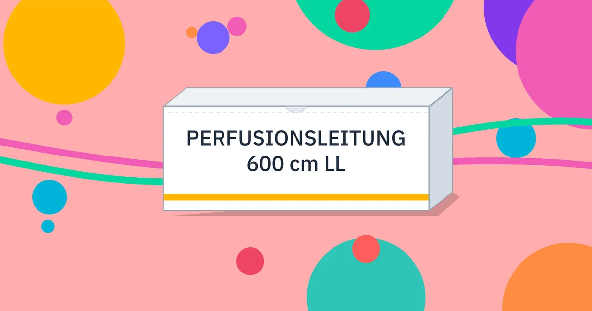 Symbolbild: Packung mit der Aufschrift PERFUSIONSLEITUNG 600 cm LL (PZN 17487130) – Verfügbarkeit und Bezug in Apotheken in Frankfurt am Main