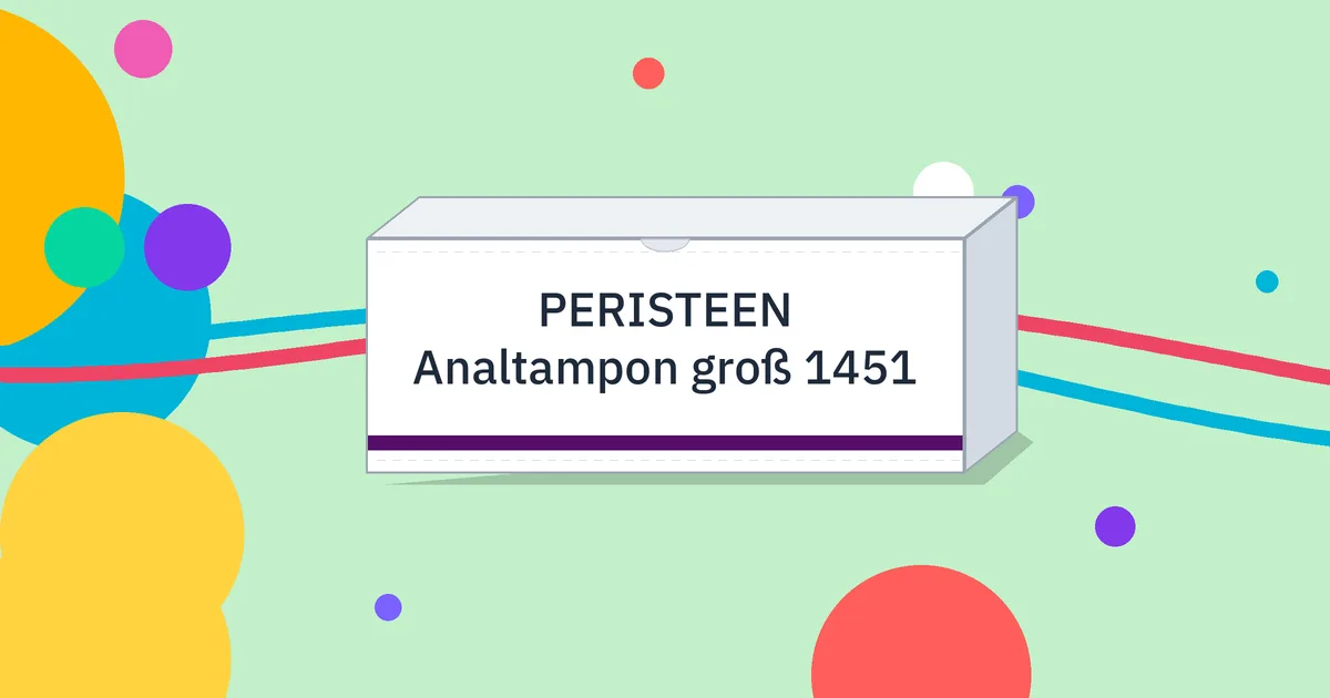 Symbolbild: Packung mit der Aufschrift PERISTEEN Analtampon groß 1451 (PZN 14332177) – Verfügbarkeit und Bezug in Apotheken in Frankfurt am Main
