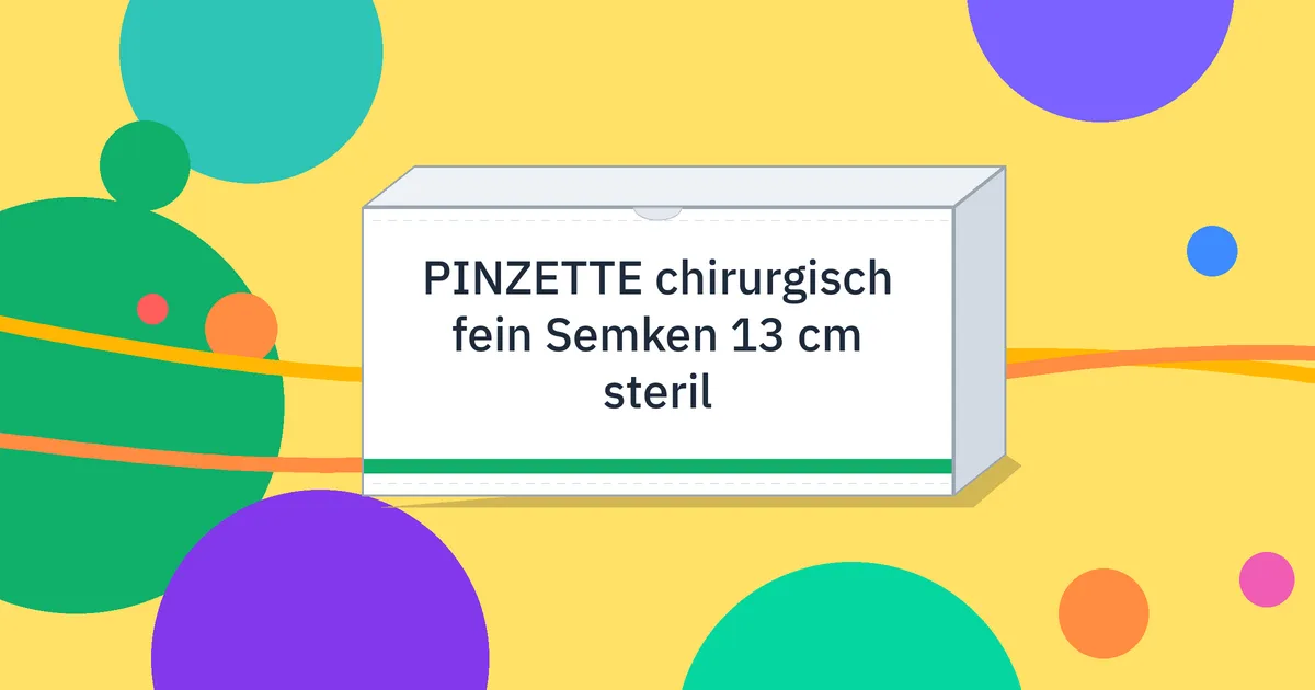 Symbolbild: Packung mit der Aufschrift PINZETTE chirurgisch fein Semken 13 cm steril (PZN 17248359) – Verfügbarkeit und Bezug in Apotheken in Frankfurt am Main