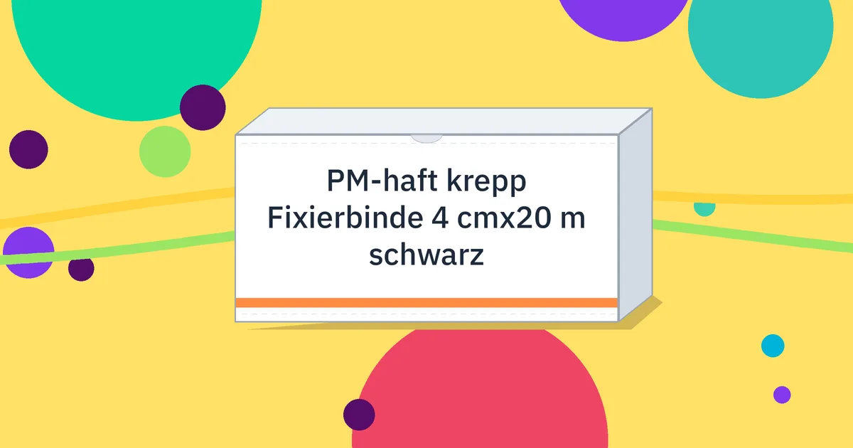Symbolbild: Packung mit der Aufschrift PM-haft krepp Fixierbinde 4 cmx20 m schwarz (PZN 18846453) – Verfügbarkeit und Bezug in Apotheken in Frankfurt am Main