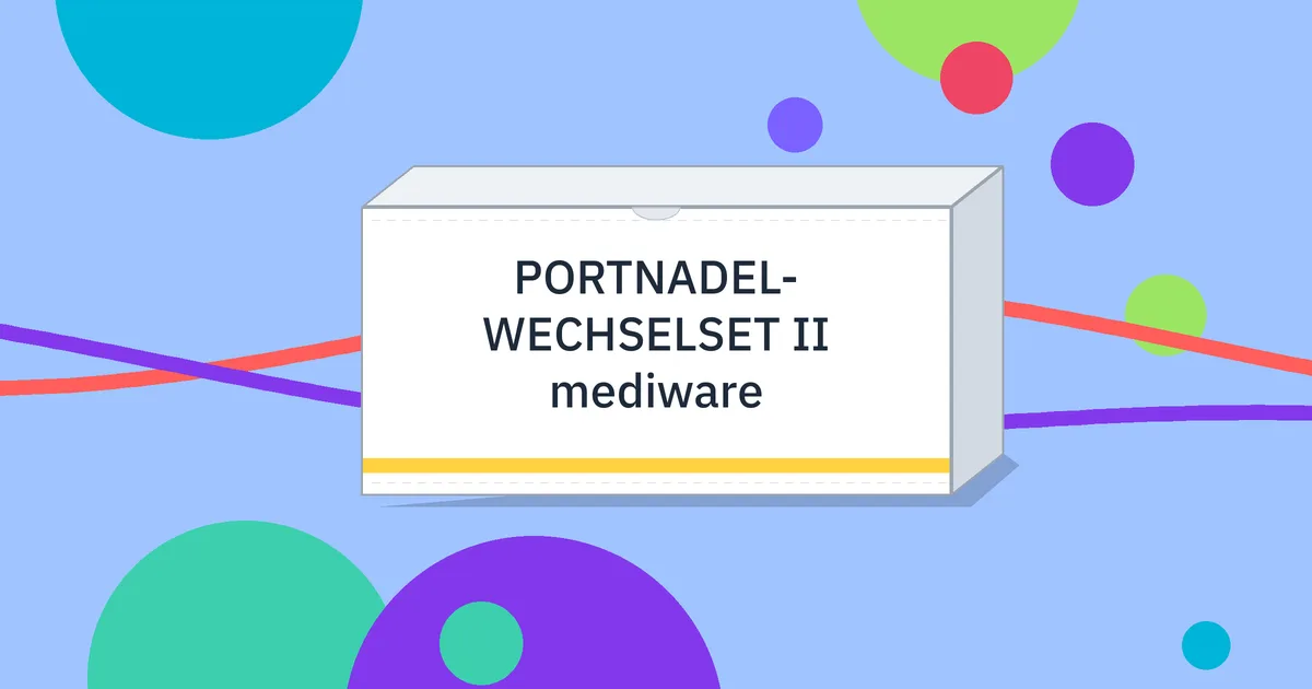 Symbolbild: Packung mit der Aufschrift PORTNADEL-WECHSELSET II mediware (PZN 19283905) – Verfügbarkeit und Bezug in Apotheken in Frankfurt am Main