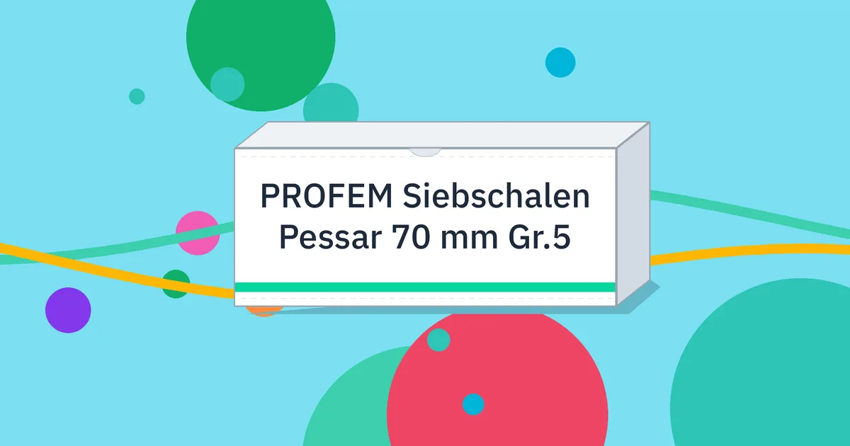 Symbolbild: Packung mit der Aufschrift PROFEM Siebschalen Pessar 70 mm Gr.5 (PZN 11672582) – Verfügbarkeit und Bezug in Apotheken in Frankfurt am Main