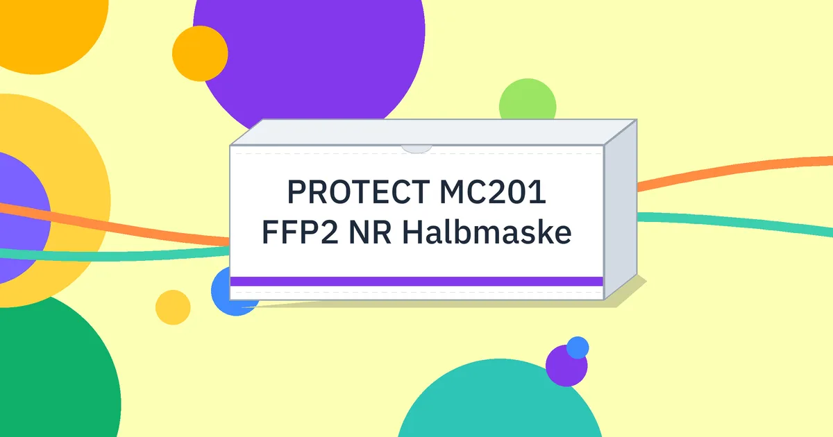 Symbolbild: Packung mit der Aufschrift PROTECT MC201 FFP2 NR Halbmaske (PZN 17179457) – Verfügbarkeit und Bezug in Apotheken in Frankfurt am Main