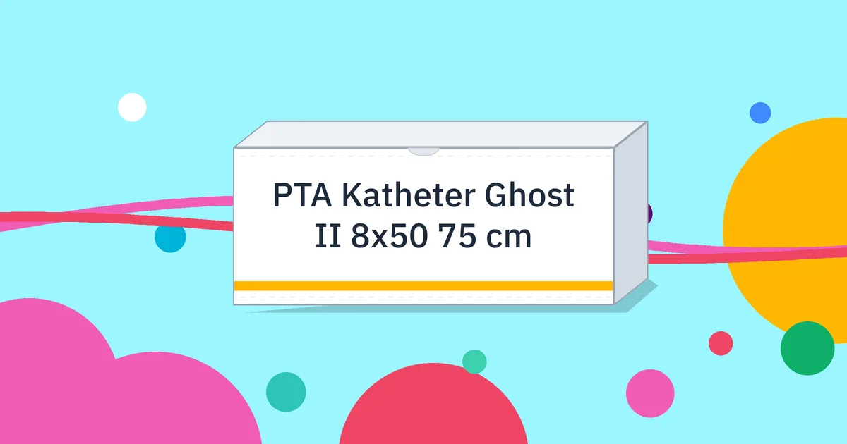 Symbolbild: Packung mit der Aufschrift PTA Katheter Ghost II 8x50 75 cm (PZN 00137130) – Verfügbarkeit und Bezug in Apotheken in Frankfurt am Main