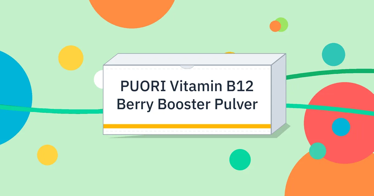 Symbolbild: Packung mit der Aufschrift PUORI Vitamin B12 Berry Booster Pulver (PZN 17291042) – Verfügbarkeit und Bezug in Apotheken in Frankfurt am Main