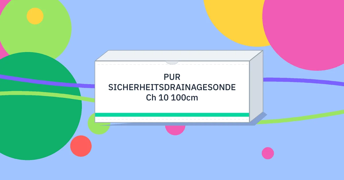 Symbolbild: Packung mit der Aufschrift PUR SICHERHEITSDRAINAGESONDE Ch 10 100cm (PZN 19067857) – Verfügbarkeit und Bezug in Apotheken in Frankfurt am Main