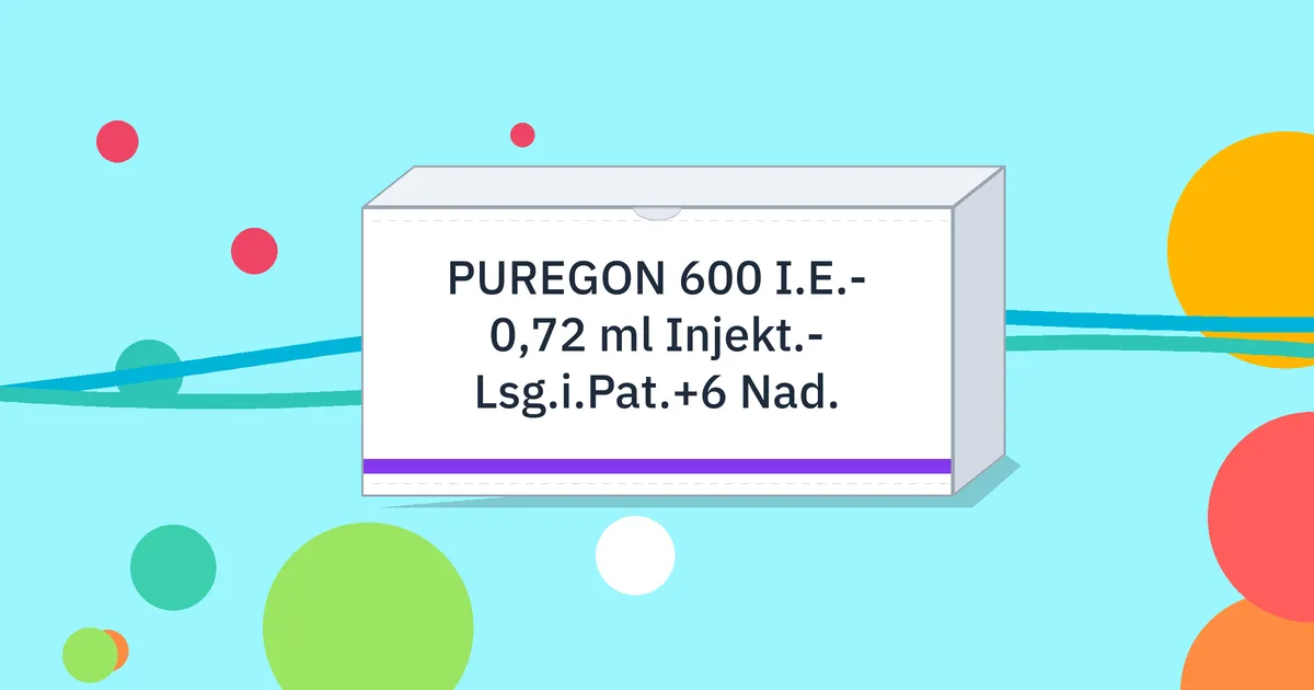 Symbolbild: Packung mit der Aufschrift PUREGON 600 I.E.-0,72 ml Injekt.-Lsg.i.Pat.+6 Nad. (PZN 03794845) – Verfügbarkeit und Bezug in Apotheken in Frankfurt am Main