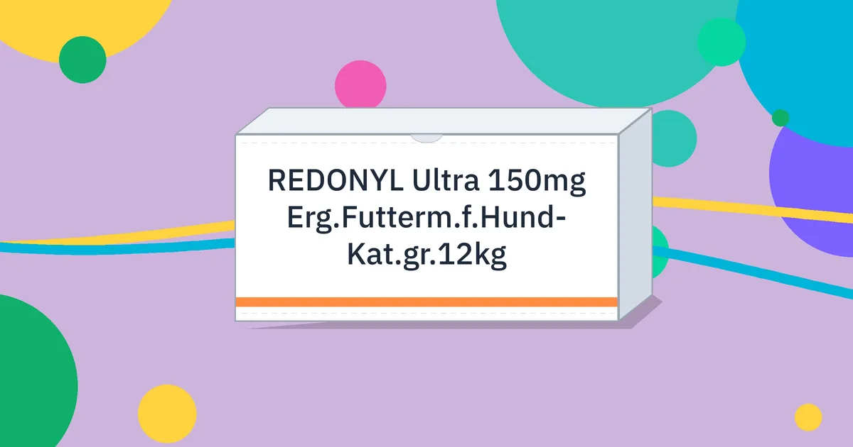 Symbolbild: Packung mit der Aufschrift REDONYL Ultra 150mg Erg.Futterm.f.Hund-Kat.gr.12kg (PZN 20523711) – Verfügbarkeit und Bezug in Apotheken in Frankfurt am Main