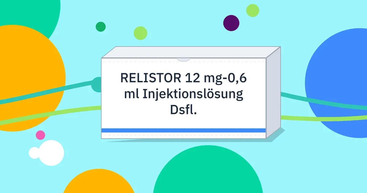 Symbolbild: Packung mit der Aufschrift RELISTOR 12 mg-0,6 ml Injektionslösung Dsfl. (PZN 06717302) – Verfügbarkeit und Bezug in Apotheken in Frankfurt am Main