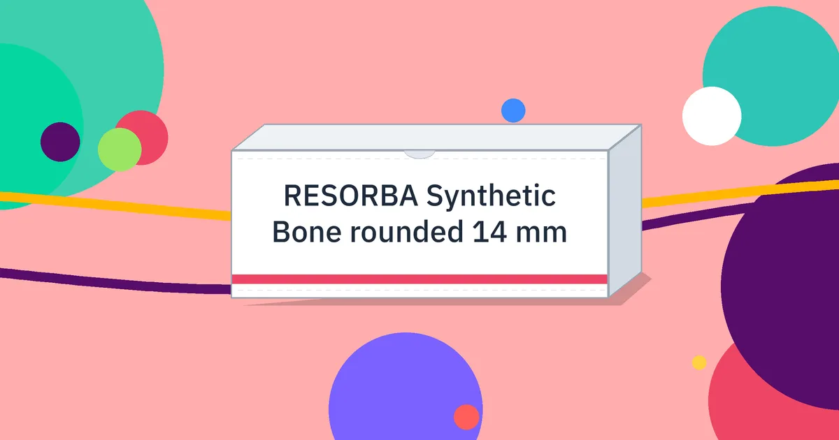 Symbolbild: Packung mit der Aufschrift RESORBA Synthetic Bone rounded 14 mm (PZN 16857487) – Verfügbarkeit und Bezug in Apotheken in Frankfurt am Main