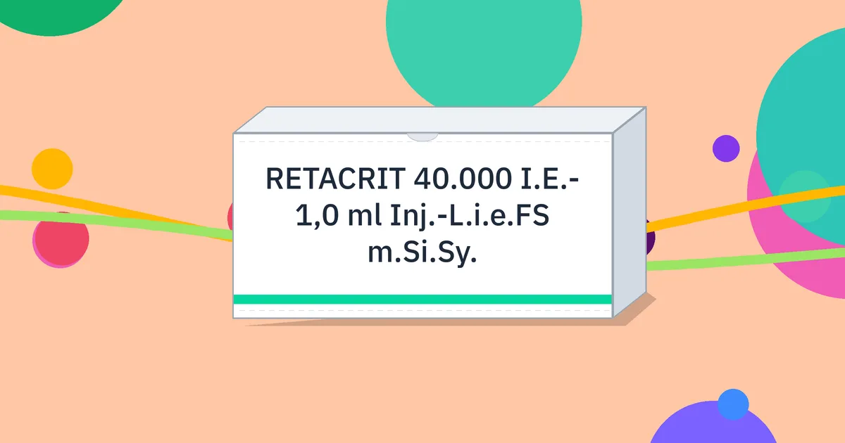 Symbolbild: Packung mit der Aufschrift RETACRIT 40.000 I.E.-1,0 ml Inj.-L.i.e.FS m.Si.Sy. (PZN 20155182) – Verfügbarkeit und Bezug in Apotheken in Frankfurt am Main