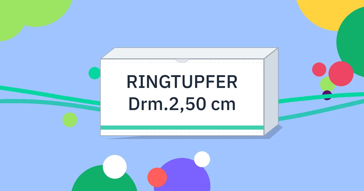 Symbolbild: Packung mit der Aufschrift RINGTUPFER Drm.2,50 cm (PZN 06607625) – Verfügbarkeit und Bezug in Apotheken in Frankfurt am Main