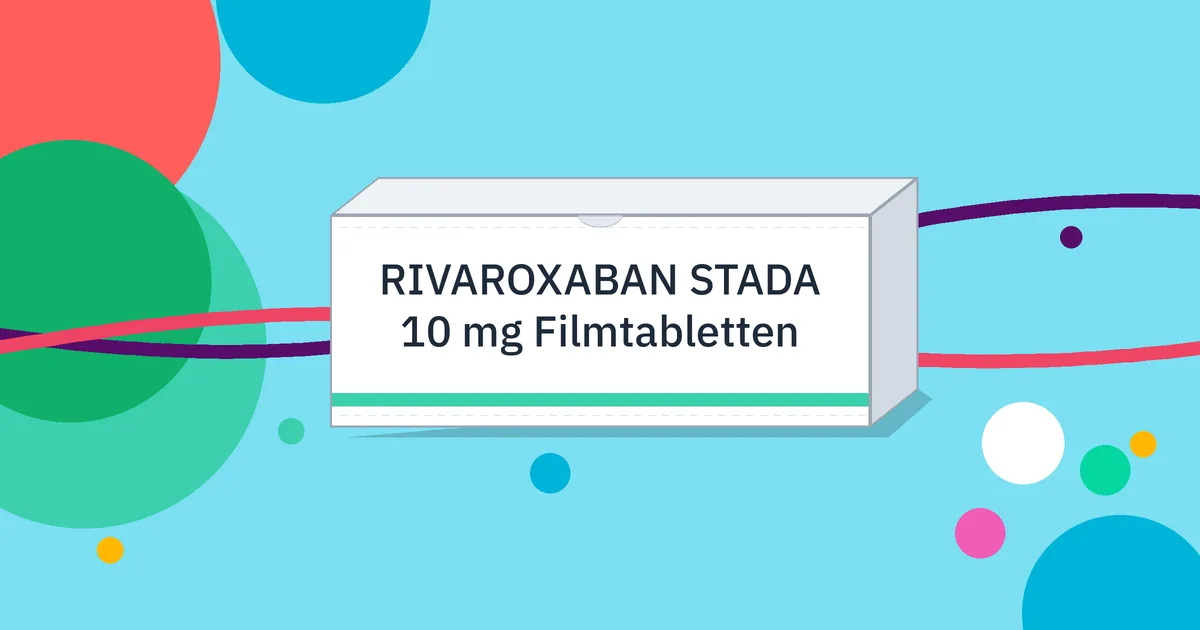 Symbolbild: Packung mit der Aufschrift RIVAROXABAN STADA 10 mg Filmtabletten (PZN 18358771) – Verfügbarkeit und Bezug in Apotheken in Frankfurt am Main