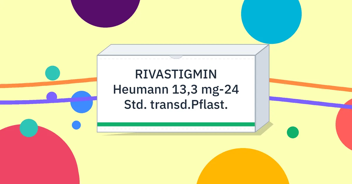Symbolbild: Packung mit der Aufschrift RIVASTIGMIN Heumann 13,3 mg-24 Std. transd.Pflast. (PZN 11336022) – Verfügbarkeit und Bezug in Apotheken in Frankfurt am Main