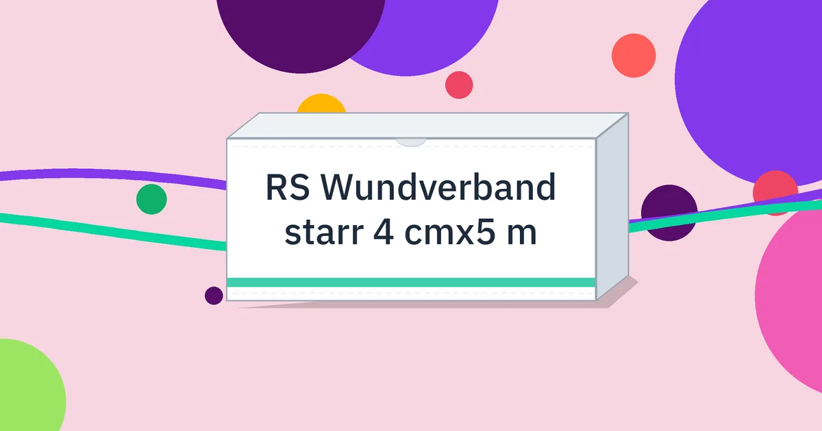 Symbolbild: Packung mit der Aufschrift RS Wundverband starr 4 cmx5 m (PZN 02955789) – Verfügbarkeit und Bezug in Apotheken in Frankfurt am Main