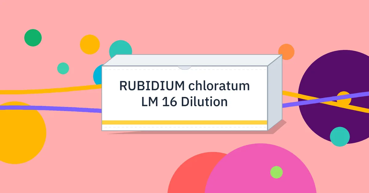 Symbolbild: Packung mit der Aufschrift RUBIDIUM chloratum LM 16 Dilution (PZN 13171890) – Verfügbarkeit und Bezug in Apotheken in Frankfurt am Main