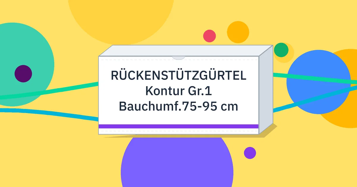 Symbolbild: Packung mit der Aufschrift RÜCKENSTÜTZGÜRTEL Kontur Gr.1 Bauchumf.75-95 cm (PZN 17313944) – Verfügbarkeit und Bezug in Apotheken in Frankfurt am Main
