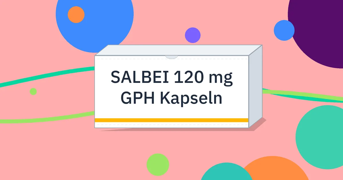 Symbolbild: Packung mit der Aufschrift SALBEI 120 mg GPH Kapseln (PZN 07351056) – Verfügbarkeit und Bezug in Apotheken in Frankfurt am Main