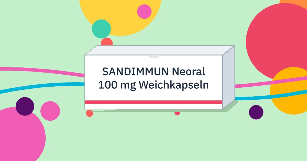 Symbolbild: Packung mit der Aufschrift SANDIMMUN Neoral 100 mg Weichkapseln (PZN 12638104) – Verfügbarkeit und Bezug in Apotheken in Frankfurt am Main