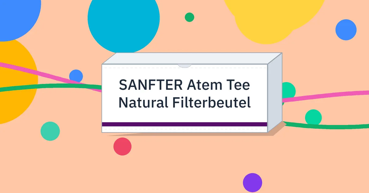 Symbolbild: Packung mit der Aufschrift SANFTER Atem Tee Natural Filterbeutel (PZN 18834912) – Verfügbarkeit und Bezug in Apotheken in Frankfurt am Main