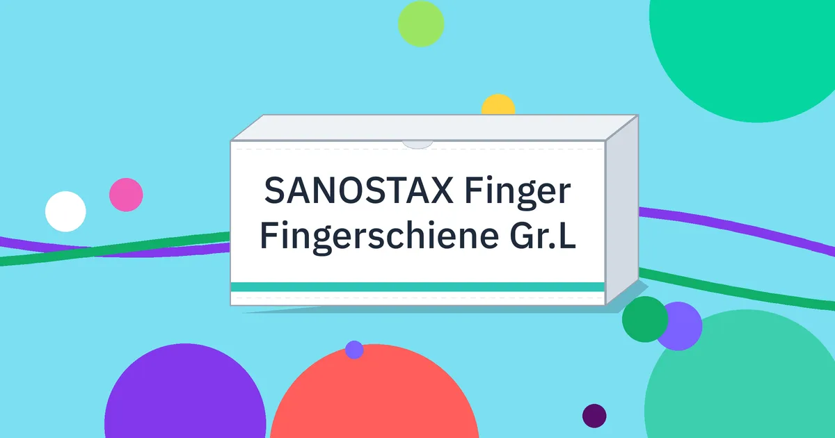 Symbolbild: Packung mit der Aufschrift SANOSTAX Finger Fingerschiene Gr.L (PZN 07144417) – Verfügbarkeit und Bezug in Apotheken in Frankfurt am Main